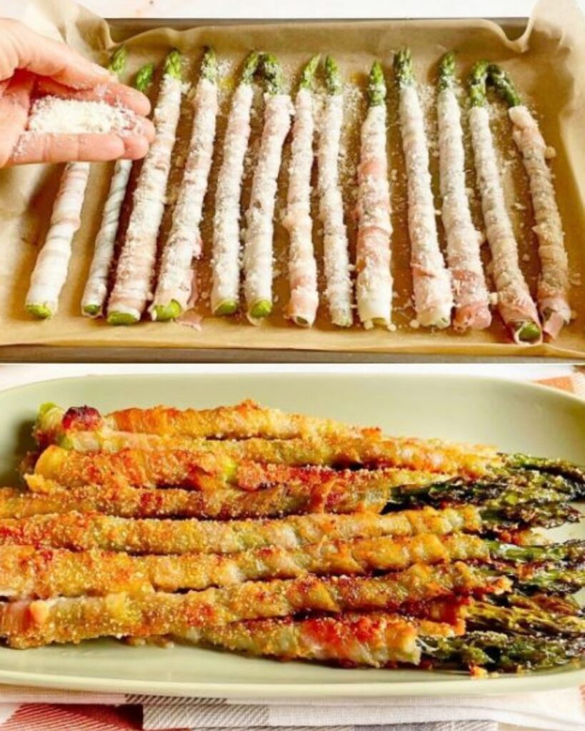 Gebackener grüner Spargel mit Bacon und Parmesan: Ein knuspriger Genuss ...